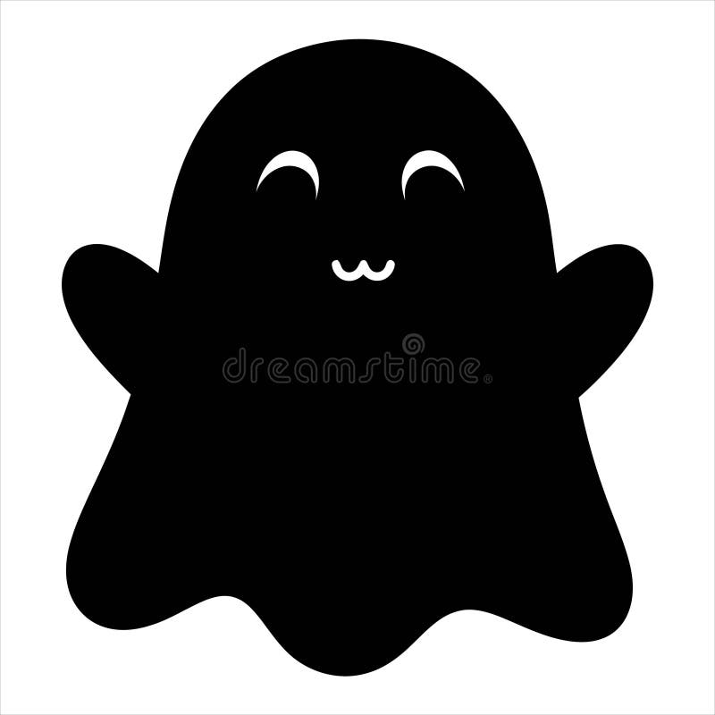 Cute Cartoon Ghost Silhouette Stock Vector - Illustration of mammal ...