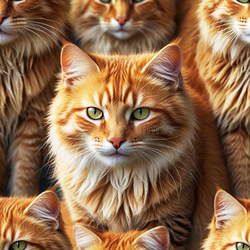 Charming Front View of an Orange Cat Sitting Gracefully, with Soft ...