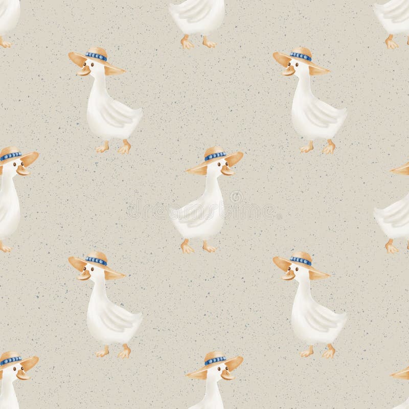 Charming Geese in Hats Create a Whimsical Pattern for Fabric and ...