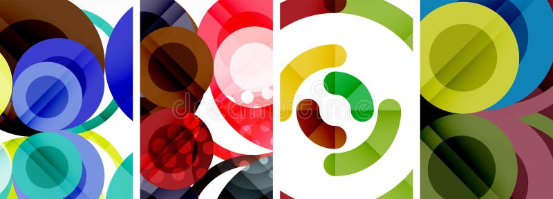 Charming Geometric Abstract Posters. Mesmerizing Set of Circles, Each ...