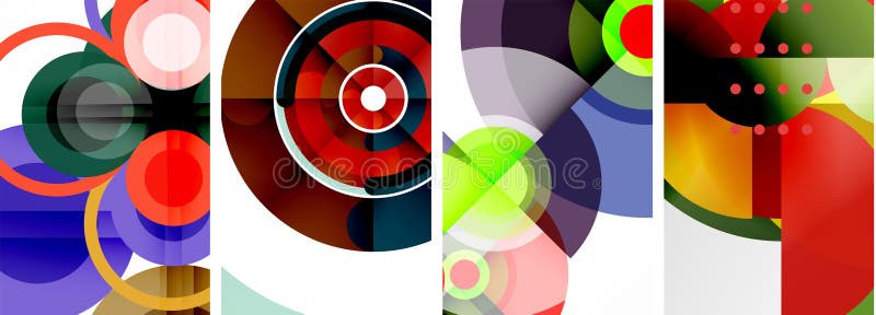 Charming Geometric Abstract Posters. Mesmerizing Set of Circles, Each ...