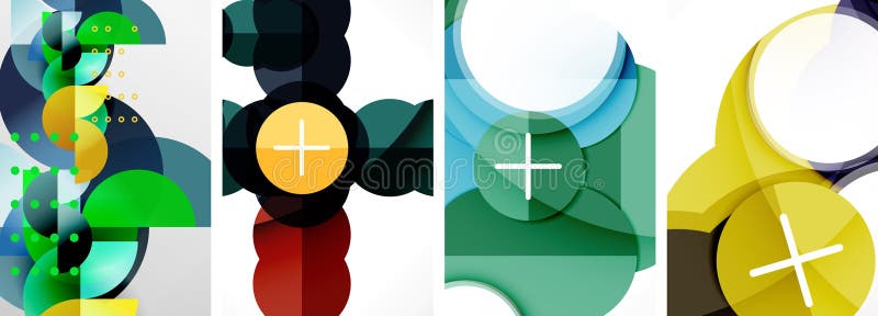 Charming Geometric Abstract Posters. Mesmerizing Set of Circles, Each ...