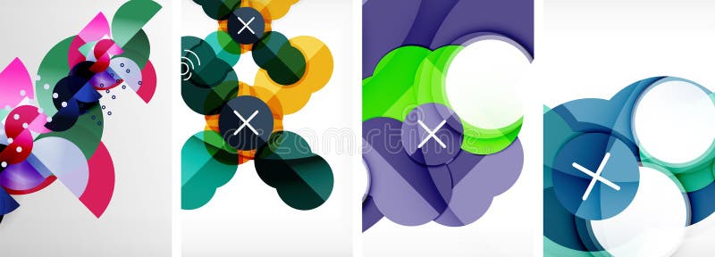 Charming Geometric Abstract Posters. Mesmerizing Set of Circles, Each ...