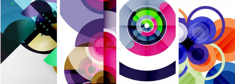 Charming Geometric Abstract Posters. Mesmerizing Set of Circles, Each ...
