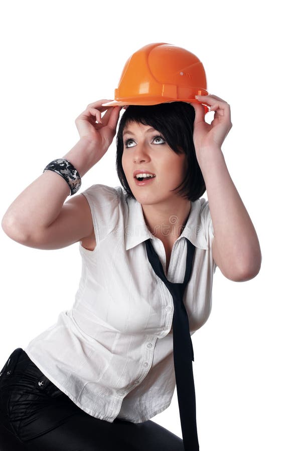 Charming girl the builder stock photo. Image of isolated - 12456166