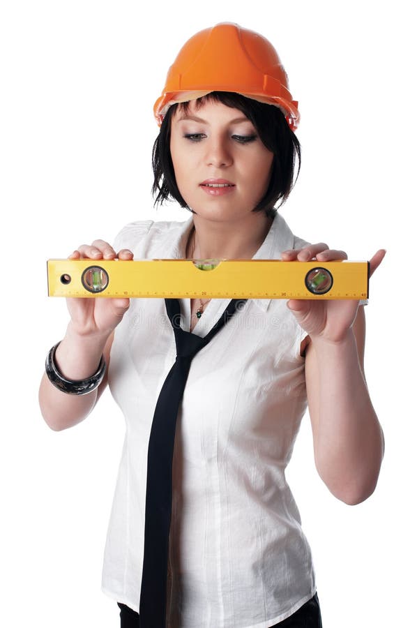 Charming girl the builder stock image. Image of blue - 12467025