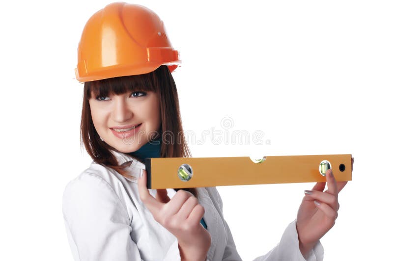 Charming girl the builder stock photo. Image of business - 12477660