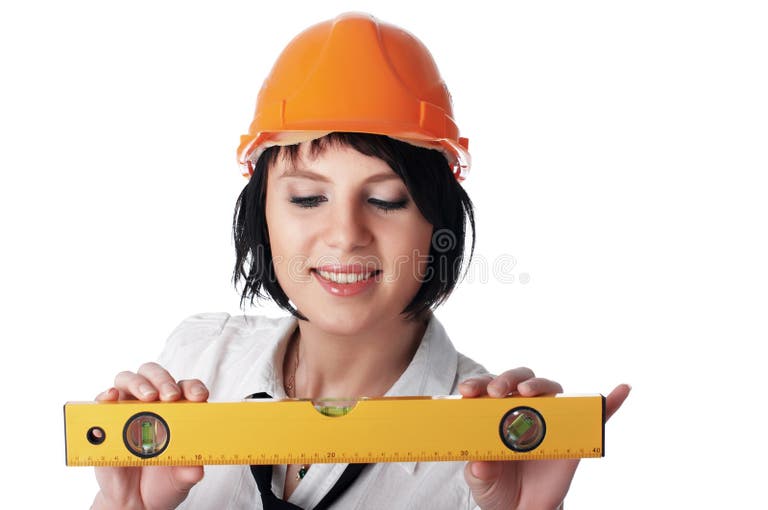 Charming girl the builder stock photo. Image of adult - 12478076