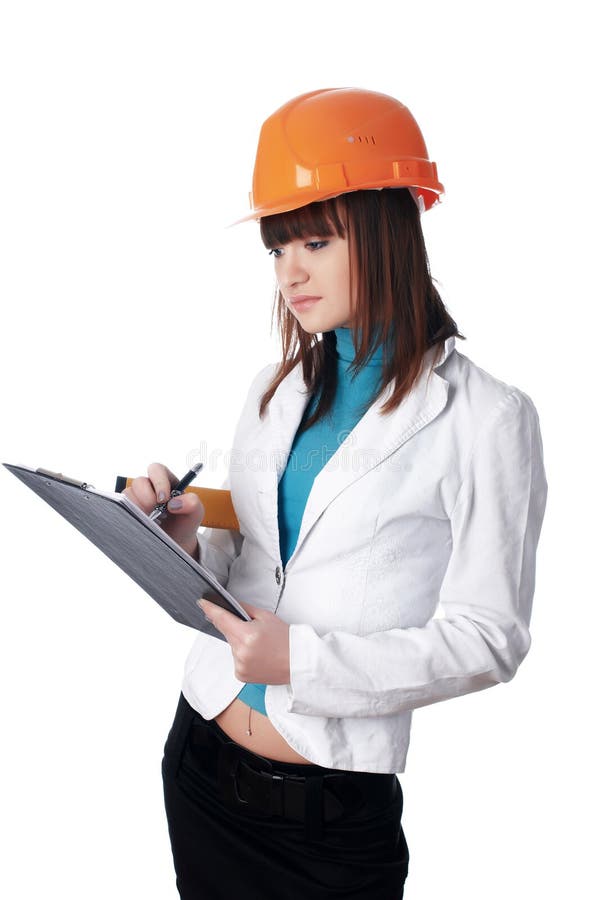 Charming girl the builder stock photo. Image of contractor - 12486482
