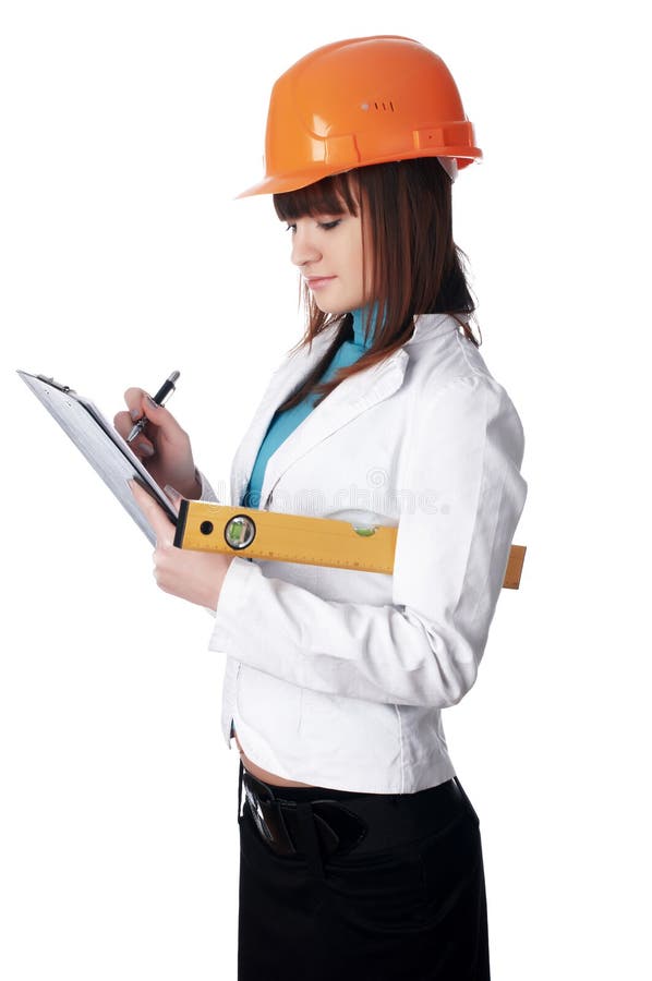 Charming girl the builder stock photo. Image of hair - 12529374
