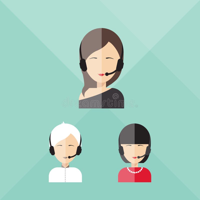 Call Center Operator or Manager with Headset Flat Stock Vector ...