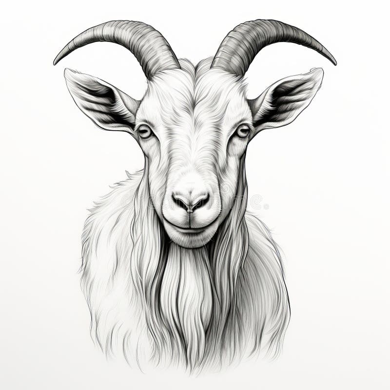 Charming Goat Portrait Illustration with Clean and Sharp Inking Stock ...