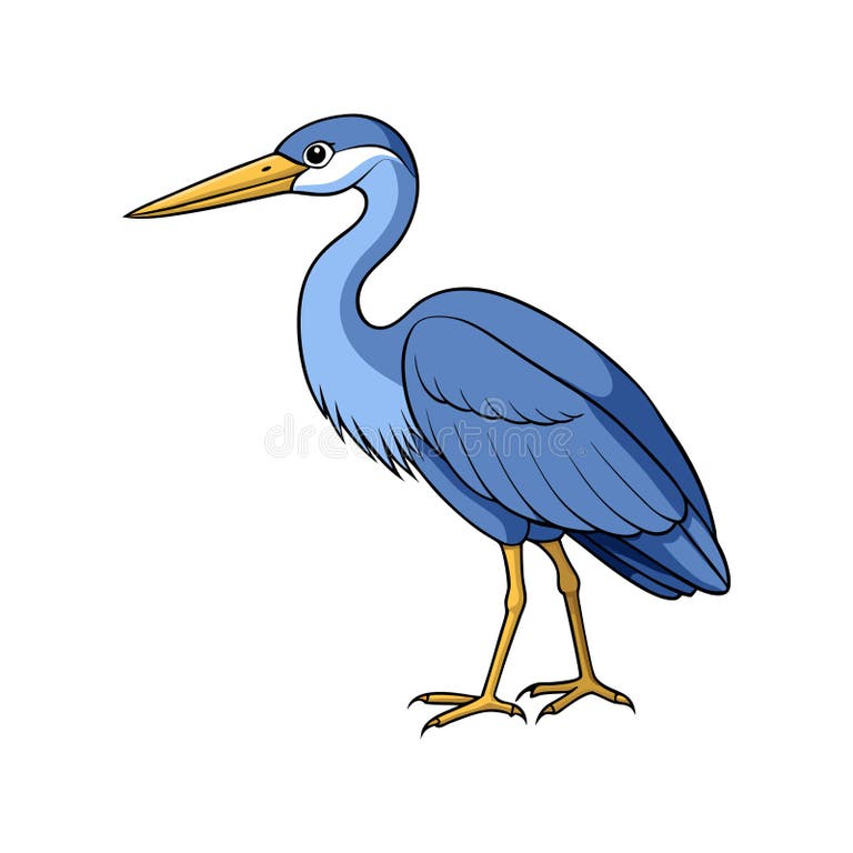 Charming Great Blue Heron Bird Design Stock Image - Illustration of ...