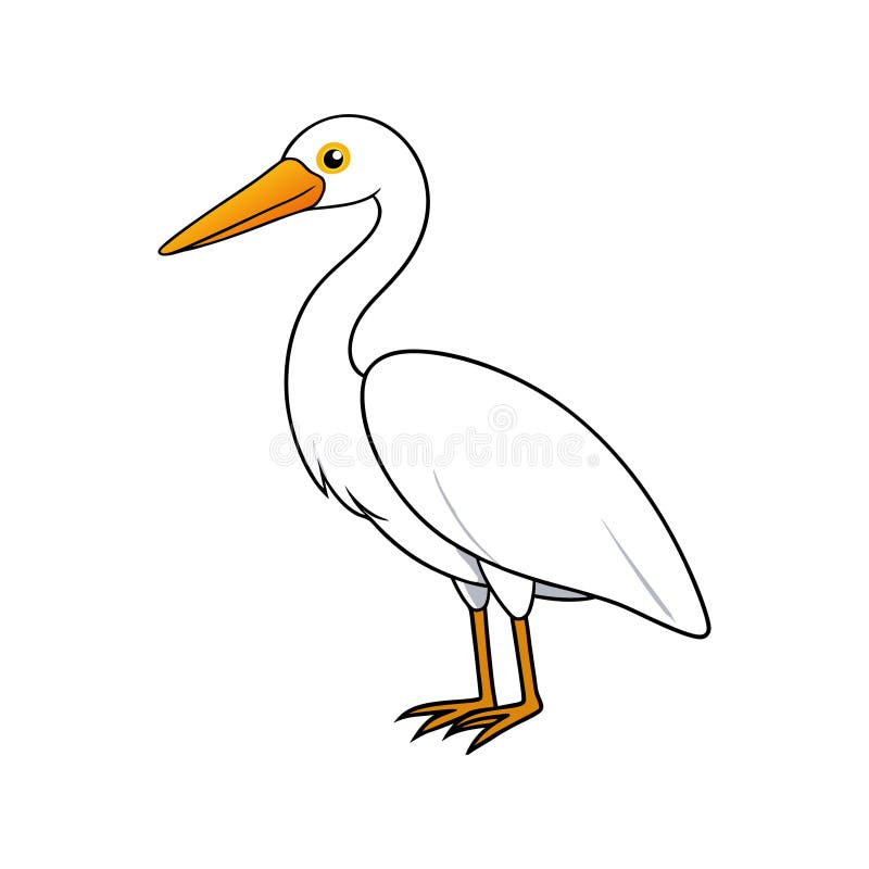 Charming Great Egret Bird Illustration Stock Illustration - Illustration of drawing, back: 368650968