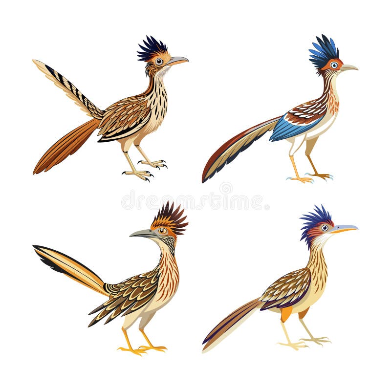 Charming Greater Roadrunner Bird Artwork Stock Vector - Illustration of ...