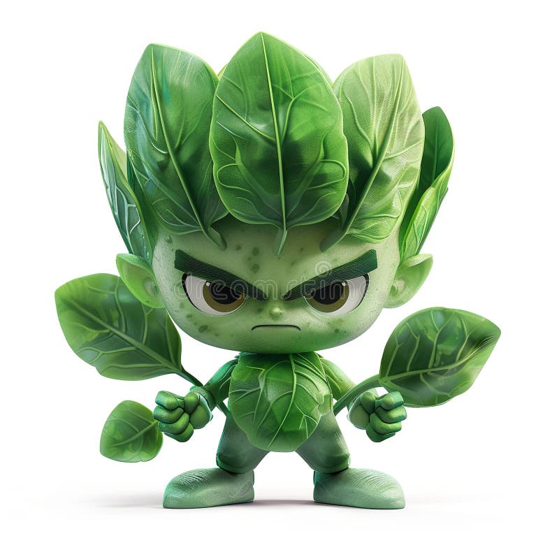 Charming Green Character with Leafy Features Poses Confidently in ...