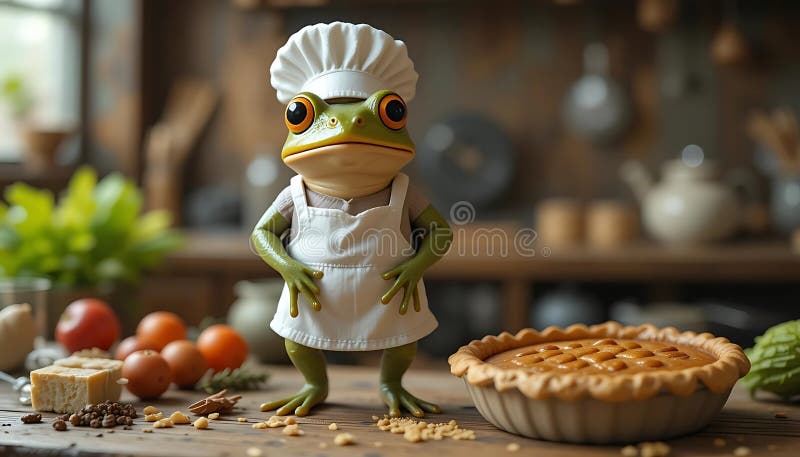 Chef Frog S Delicious Pumpkin Pie: a Whimsical Culinary Creation Stock ...