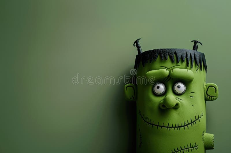 Charming Halloween Backdrop Featuring a Friendly Green Monster with ...
