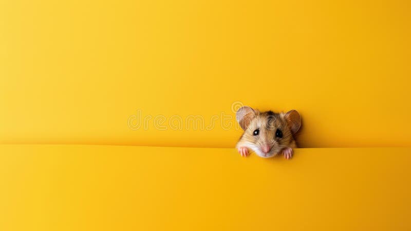 A Charming Hamster Brightens the Yellow Backdrop, Creating a Playful ...