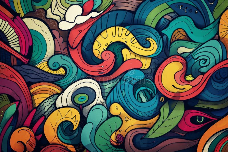 Charming Hand-drawn Cartoon Background Showcasing Abstract Concepts ...