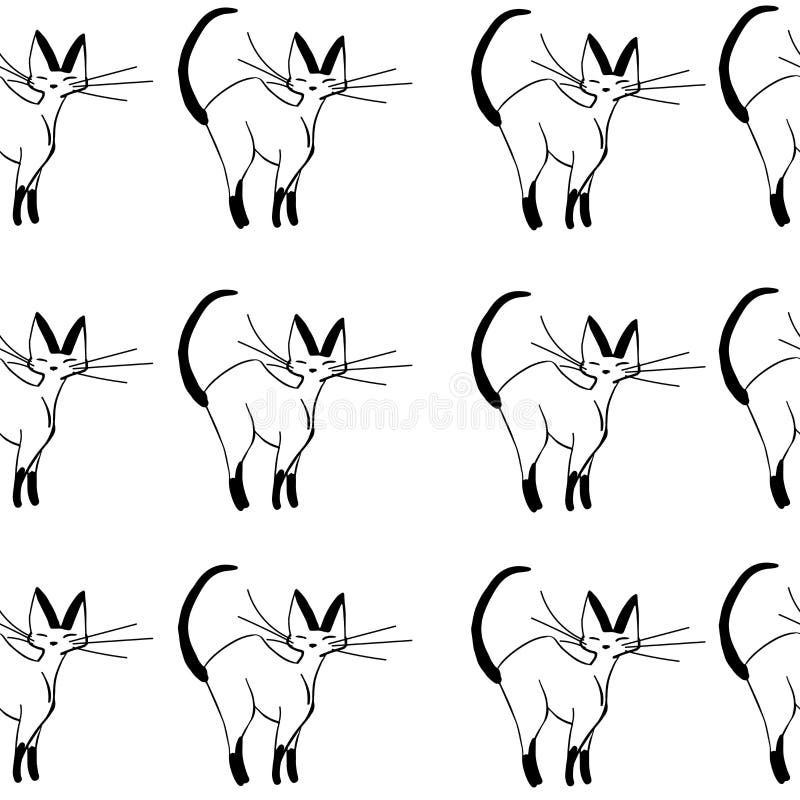 Colorful Hand Drawn Cats Cartoon Texture Design Seamless Pattern Vector ...