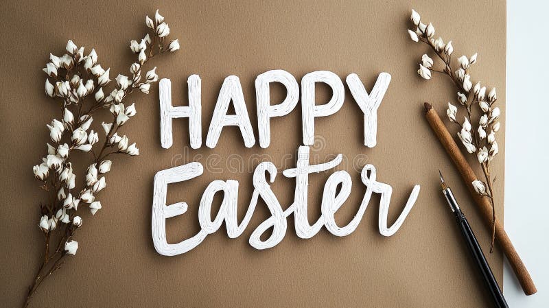 Happy Easter Elegant Festive Card with Hand-lettered Calligraphy Design ...