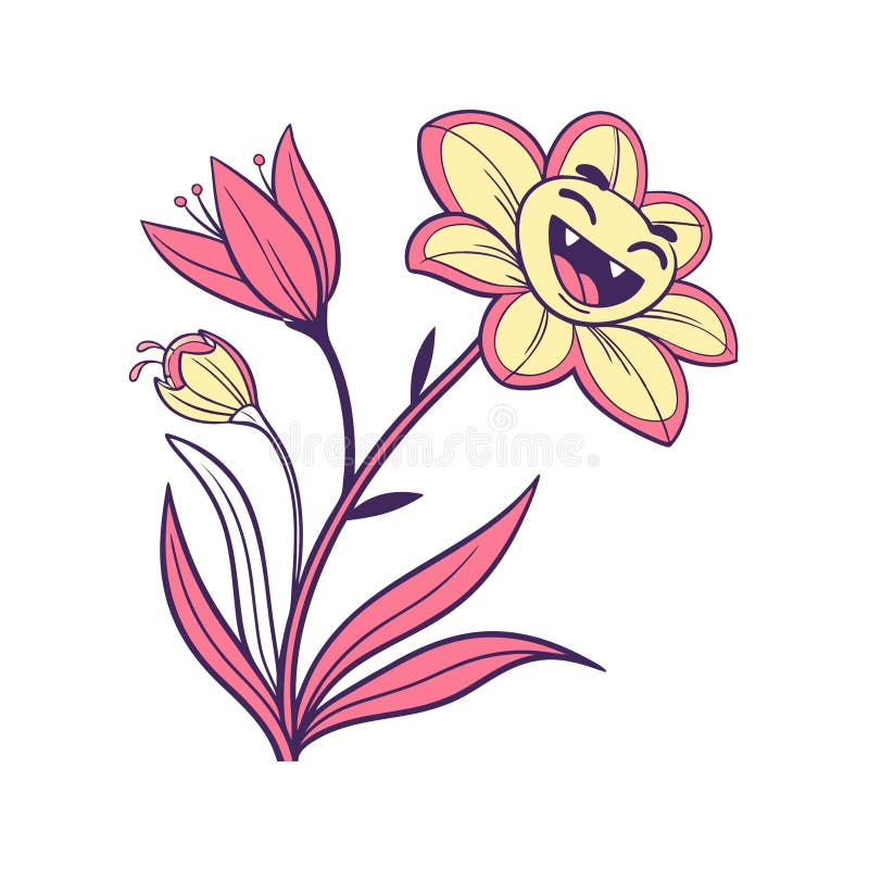 Charming Happy Floral Artwork Stock Illustration - Illustration of ...