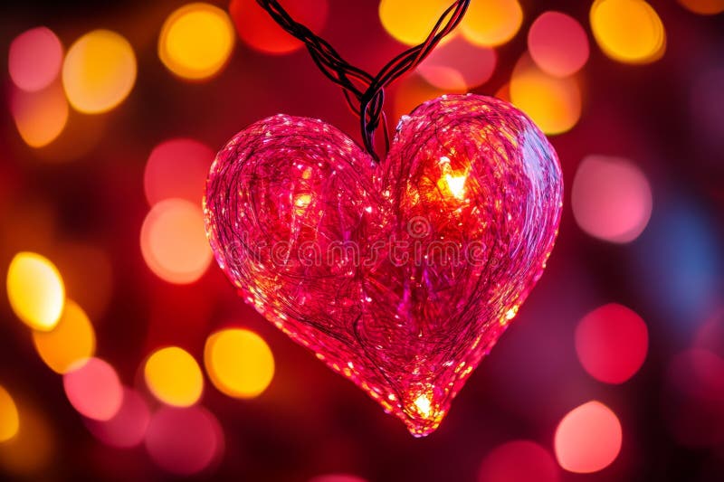 A Charming Heart-shaped String Light Elegantly Suspended, Perfect for ...