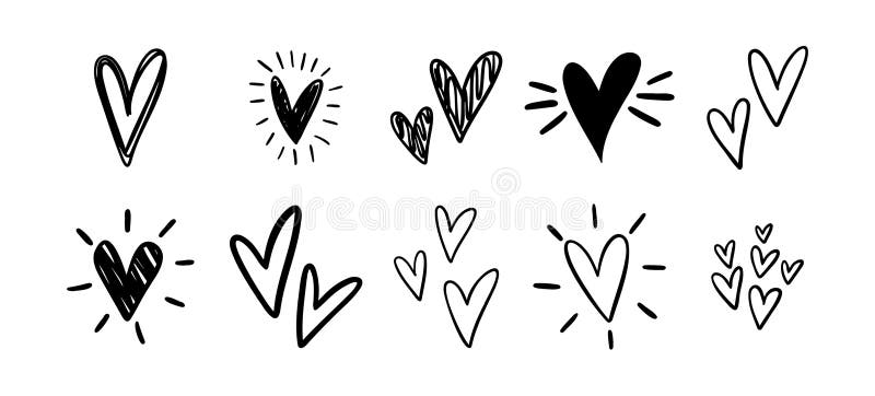 Charming Hearts Set. Hand Drawn Heart Doodle Stock Vector ...