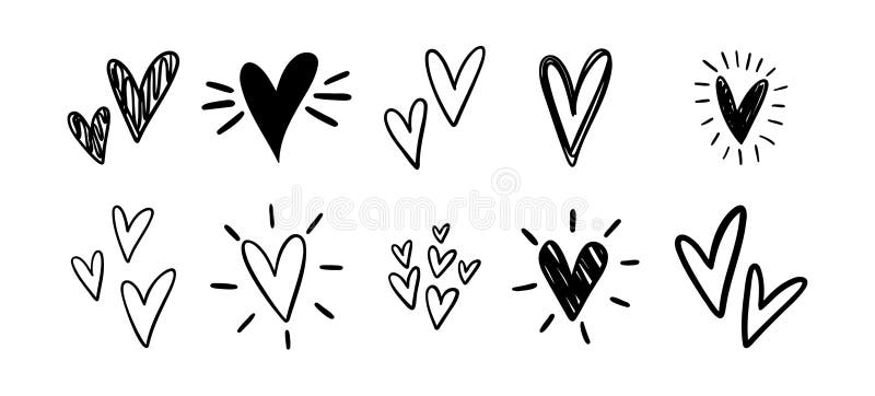 Charming Hearts Set. Hand Drawn Heart Doodle Stock Vector ...