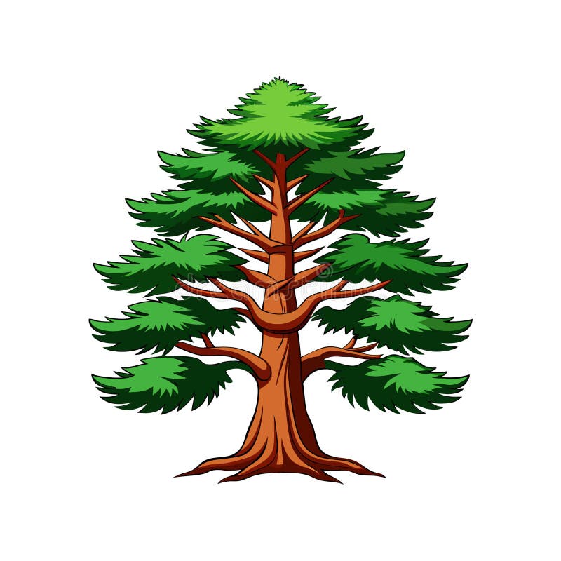 Charming Himalayan Cedar Tree Artwork Stock Illustration - Illustration ...