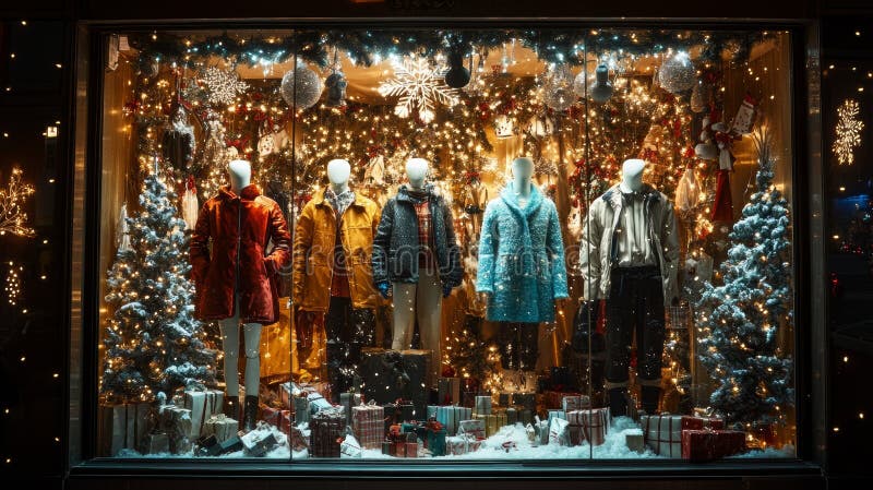 Charming Holiday Window Display Featuring Mannequins Dressed for Winter ...