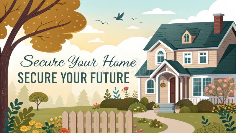 Charming Home Illustration with Text for Advertisements on Home ...