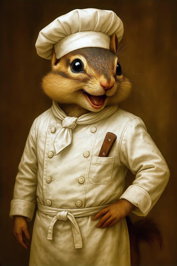 Chipmunk Chef: Culinary Talent in White Chef S Coat Stock Photo ...