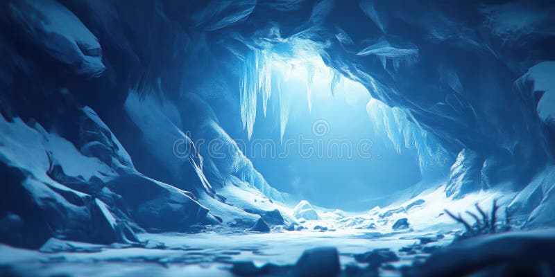 Charming Ice Cave with Glimmering Crystal Structures. Stock ...