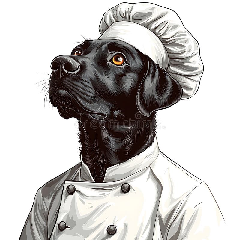 Black Labrador Chef - Canine Culinary Artist Stock Illustration ...