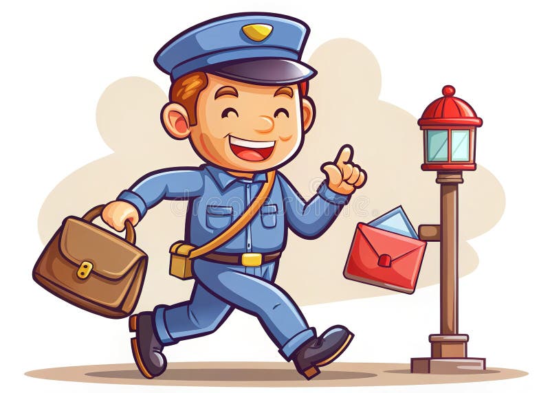 Vintage Mailman Delivering Letters Watercolor Stock Illustration ...