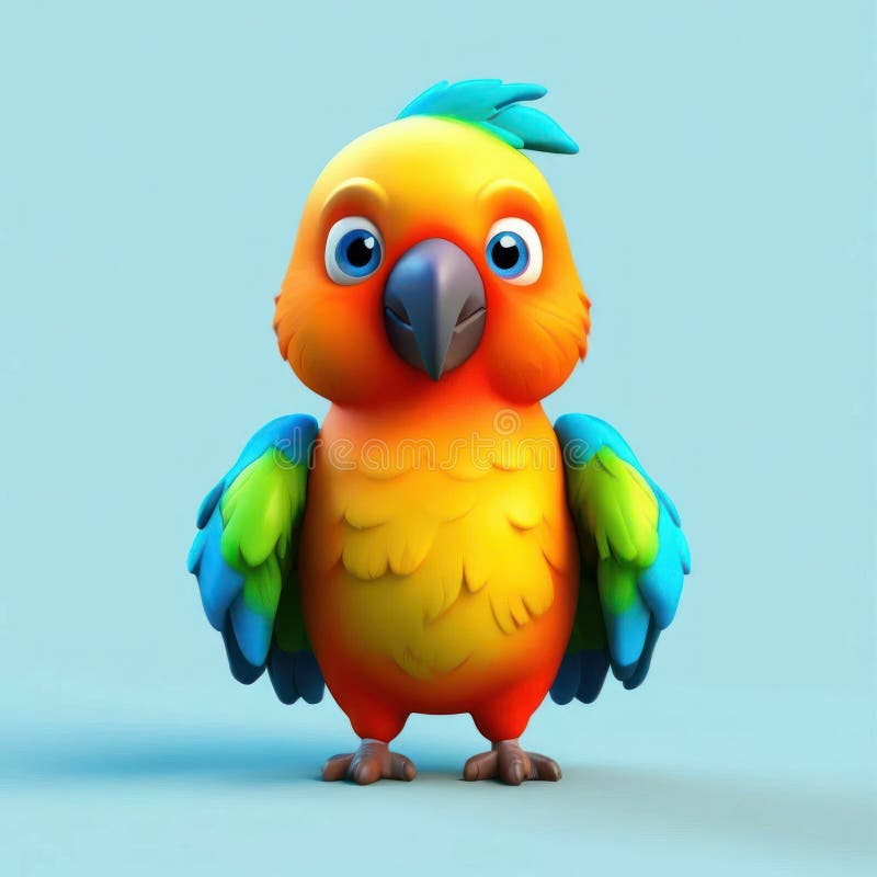Adorable Colorful Parrot Illustration with a Playful Expression Stock ...