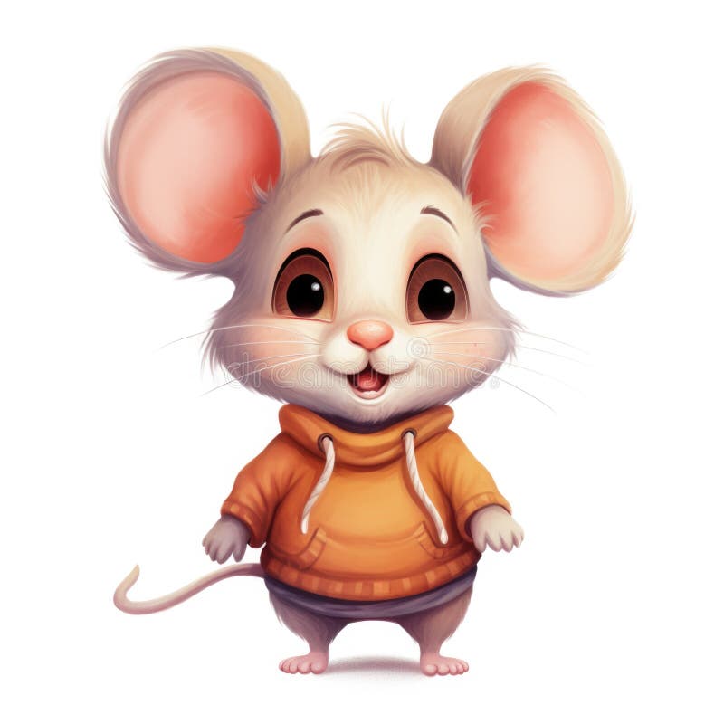 A Charming Illustration of a Cute Mouse in a Hoodie. Stock Image ...