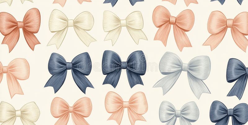 Charming Illustration of Decorative Bows in Various Pastel Colors and ...