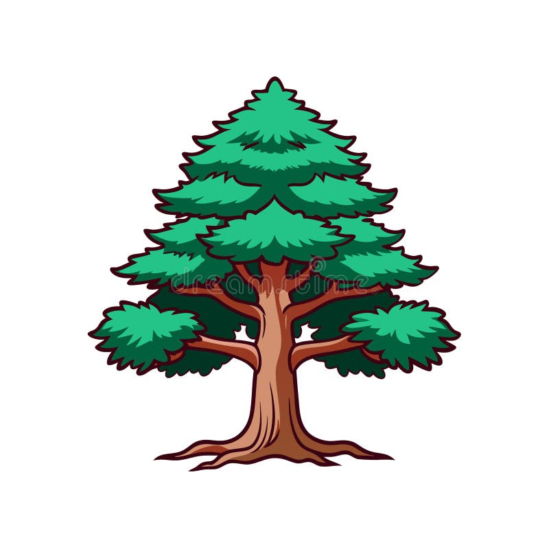 Charming Deodar Cedar Tree Illustration Art Stock Illustration ...
