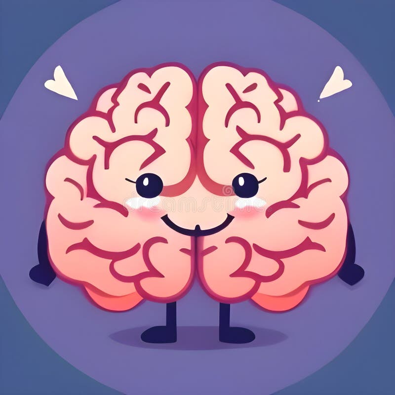 Cute Cartoon Brain with Happy Expression Stock Illustration ...