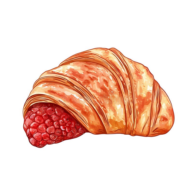 Raspberry Croissant Illustration for Bakery Theme Stock Illustration ...