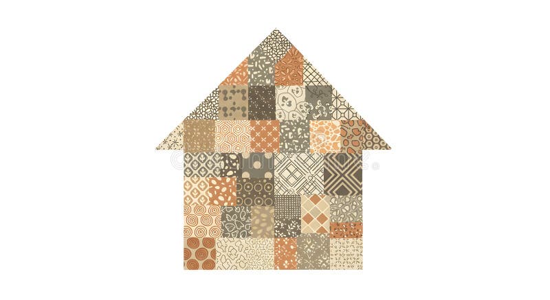 Charming Patchwork House Arrow Design, Home Decor Stock Illustration ...