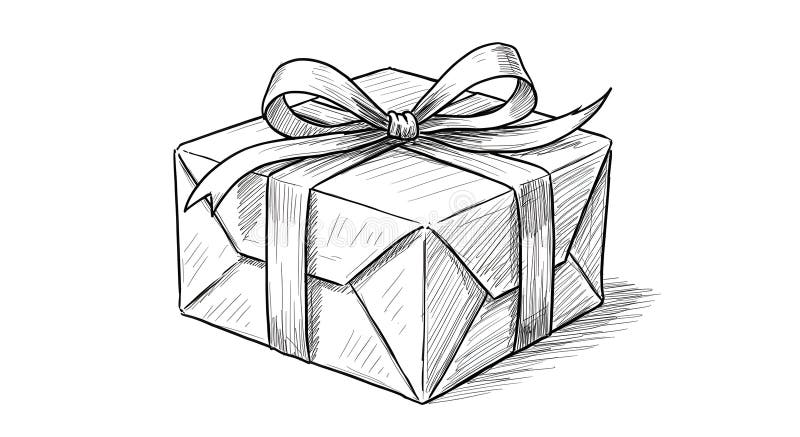 Hand-Drawn Gift Box stock illustration. Illustration of happiness ...