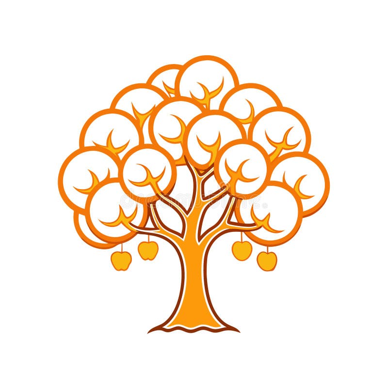 Charming Peach Tree Illustration with Bold Outline Stock Illustration ...