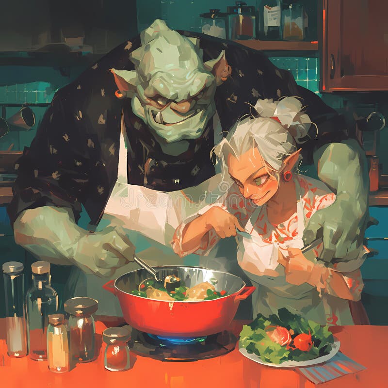 Friendly Gnomes Cooking Up Deliciousness Stock Illustration ...