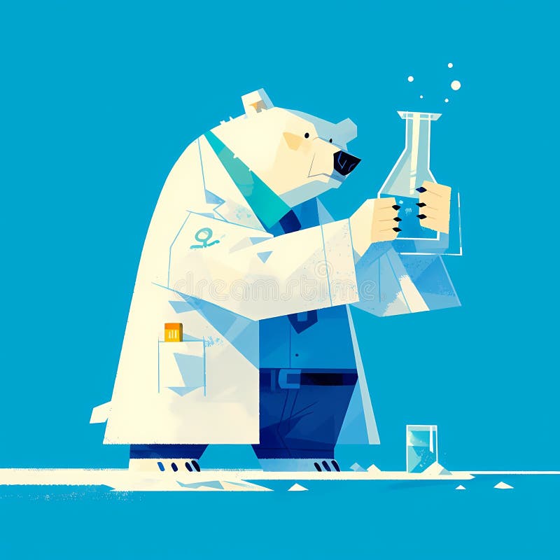 Science-Loving Bear stock illustration. Illustration of innovation ...