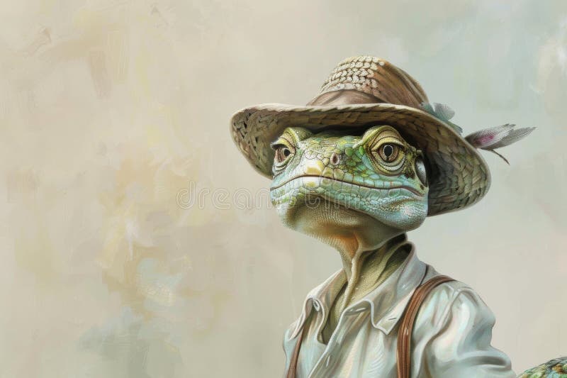 Delighted Lizard in Dapper Attire Stock Illustration - Illustration of ...
