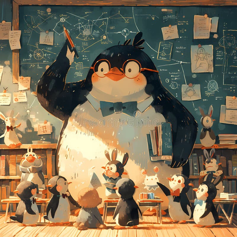 Educational Fun with Penguins! Stock Illustration - Illustration of ...